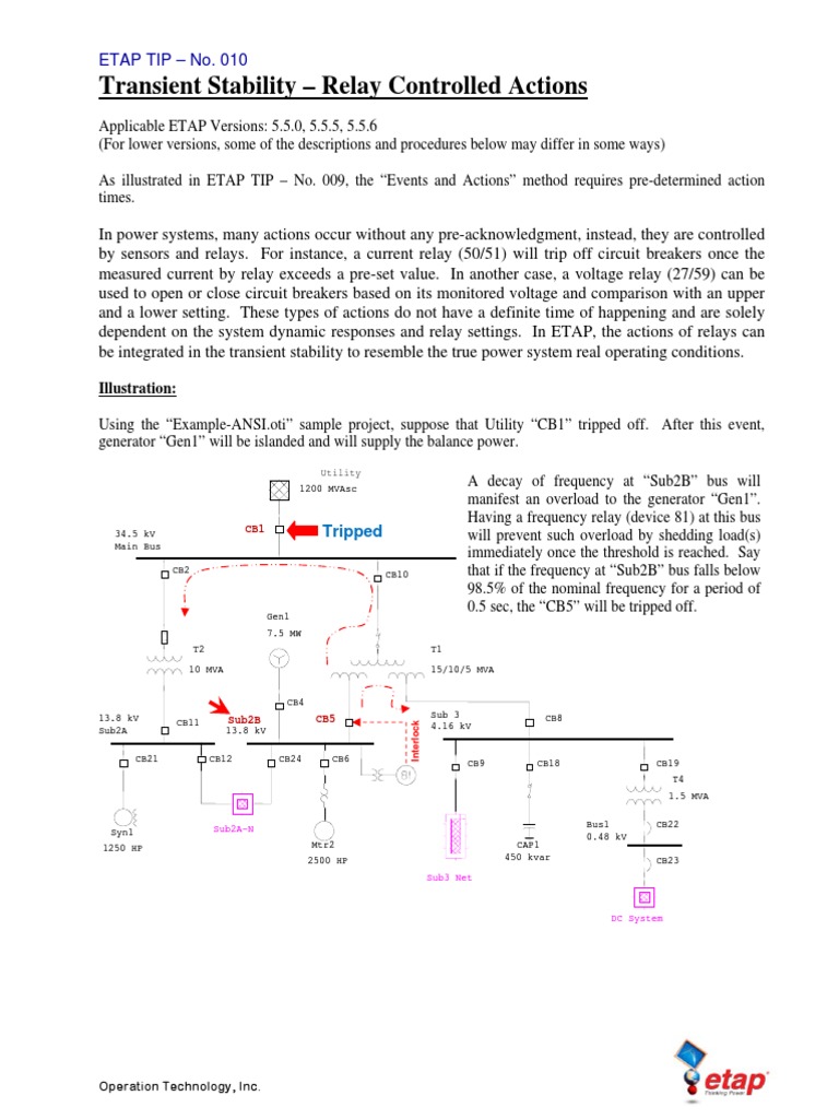 Etap Tip 010 | PDF | Electric Power System | Relay