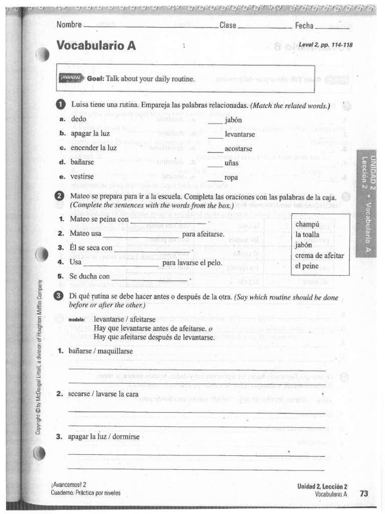 Unit 2 Lesson 2 Ws | PDF