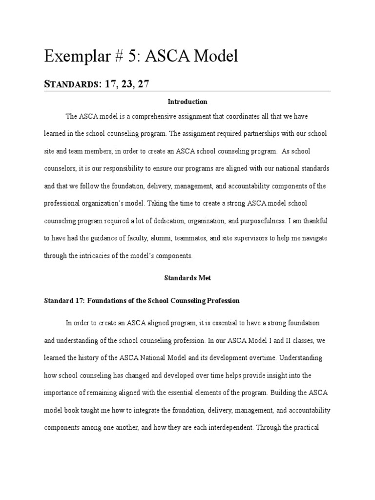 Exemplar 5 Asca Model Final KR | PDF | School Counselor | Quality Of Life