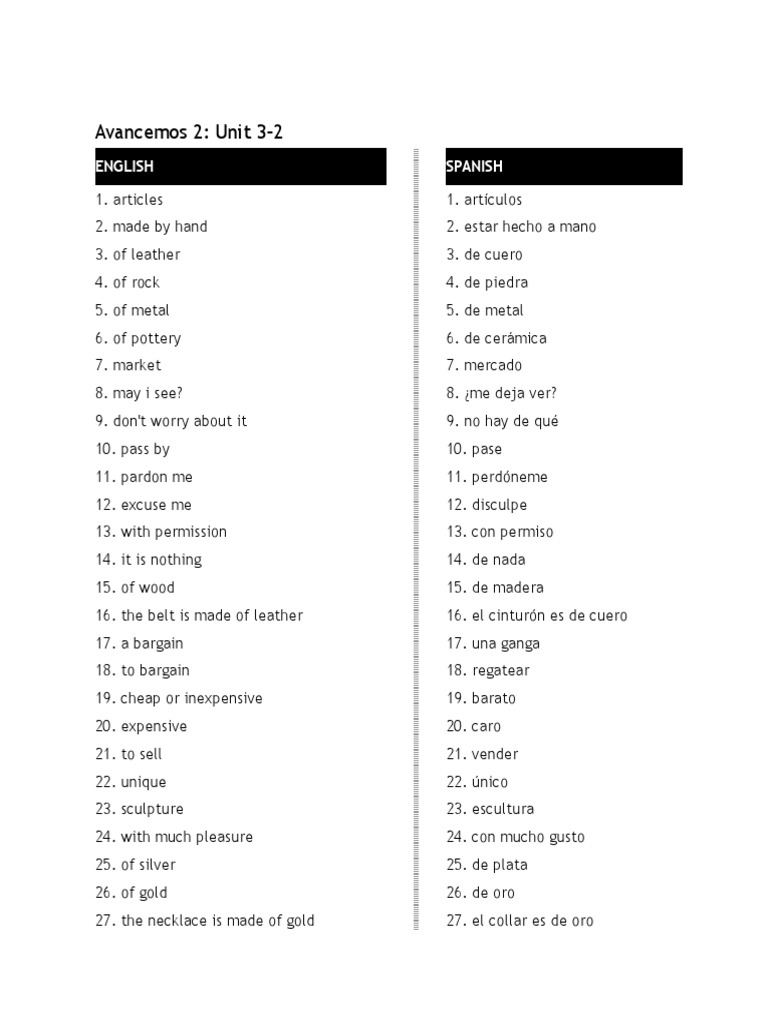 Avancemos 2 3-2 | PDF | Home & Garden