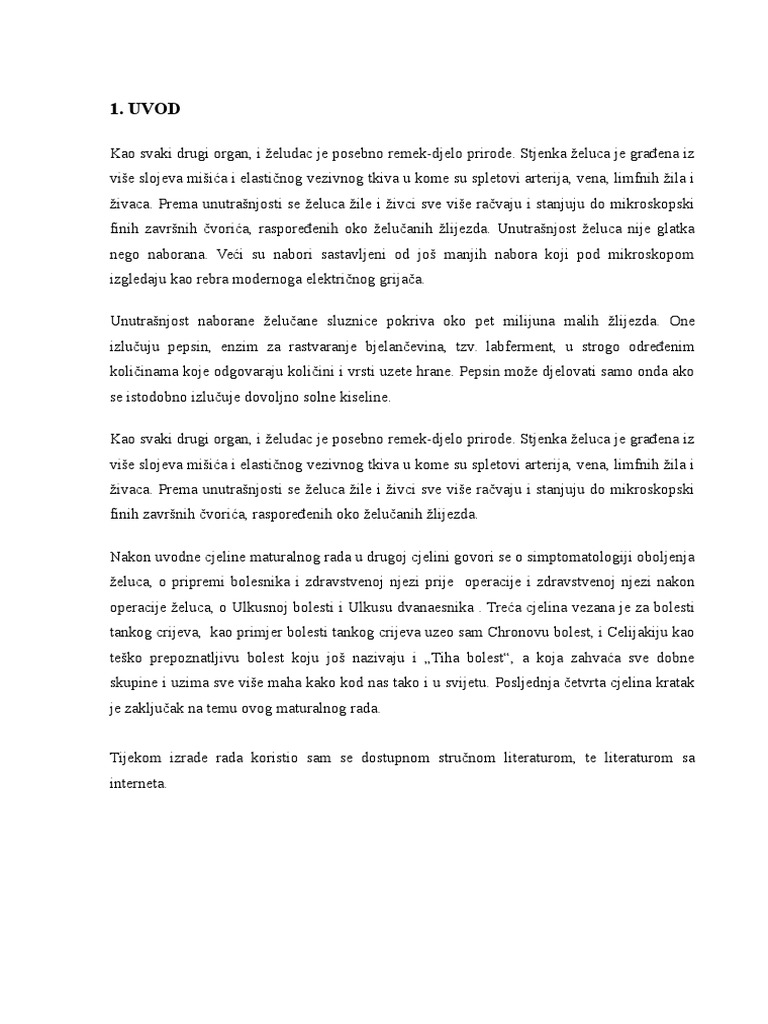 Njega Bolesnika Prije I Poslije Operacije Želuca I Tankog Crijeva | PDF