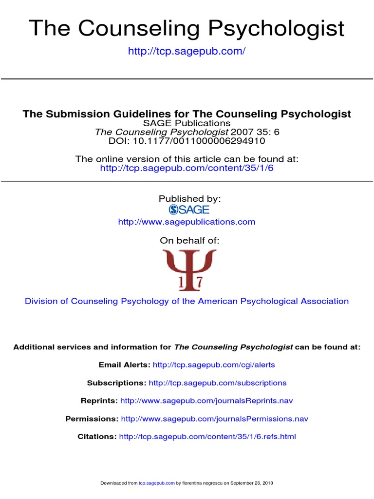 The Submission Guidelines For The Counseling Psychologist | PDF ...