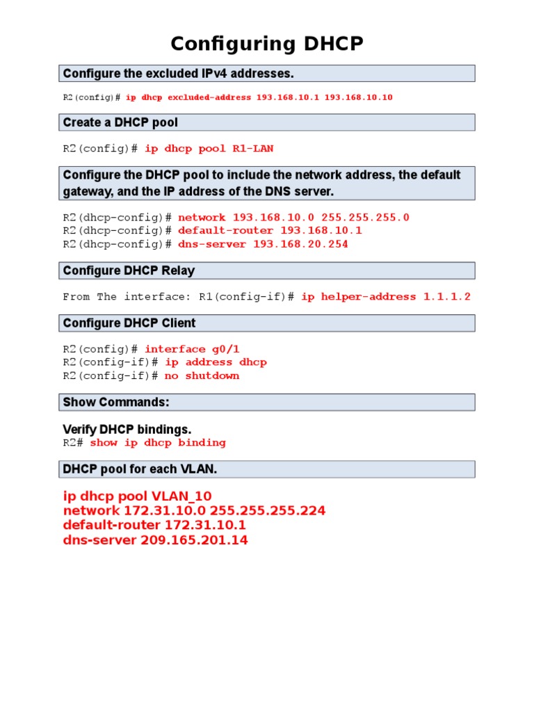 Configure DHCP Help | PDF | Computers