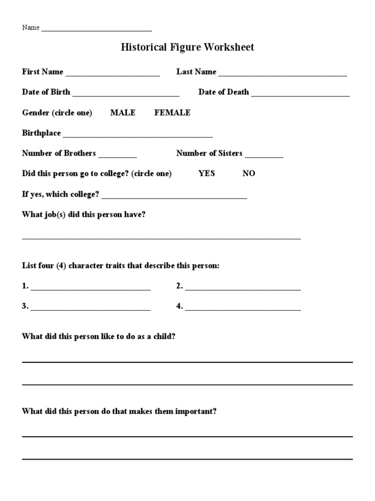 Historical Figure Profile Worksheet | PDF | Sports & Recreation