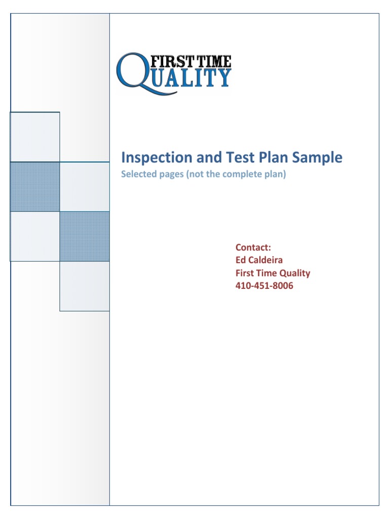 Inspection Test Plan - Sample | PDF | Plumbing | Engineering