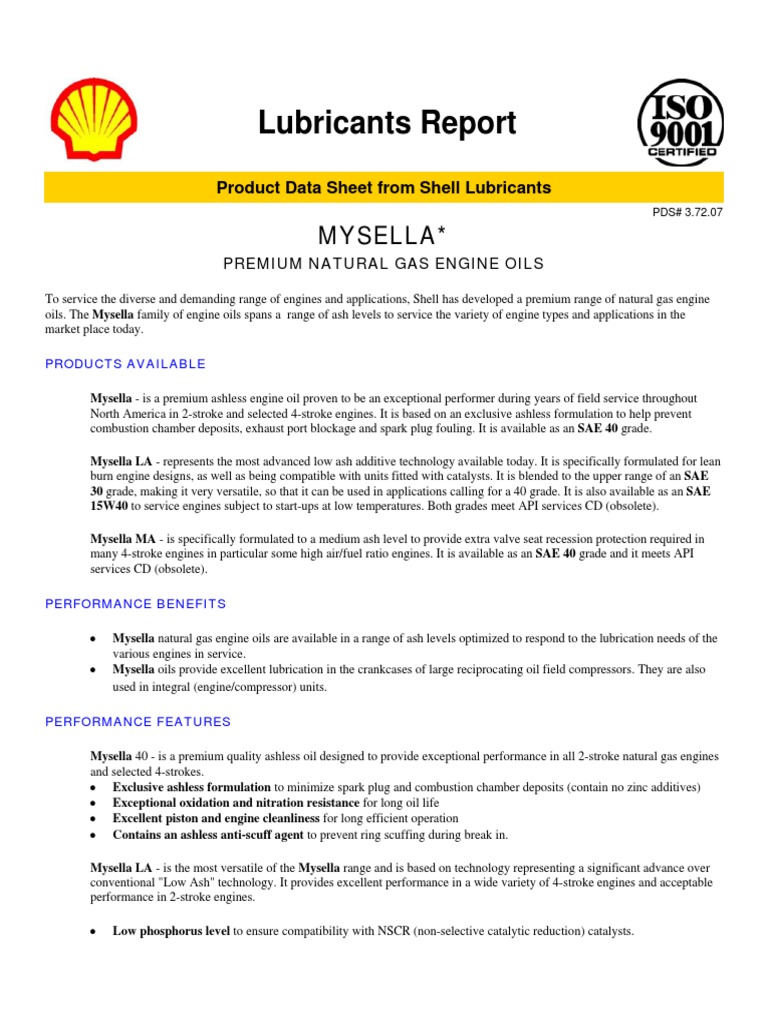 Shell Mysella Productdatasheet3 72 | Download Free PDF | Motor Oil ...