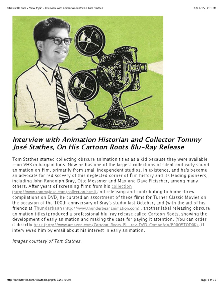 View Topic - Interview With Animation Historian Tom Stathes | PDF ...