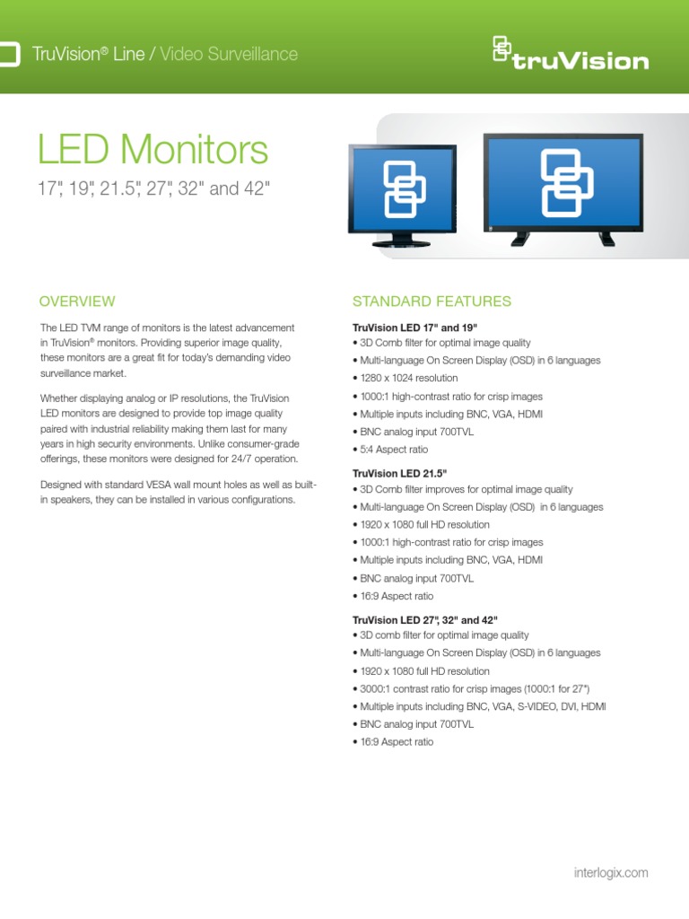Truvision Led Monitor | PDF | Computer Monitor | Display Resolution