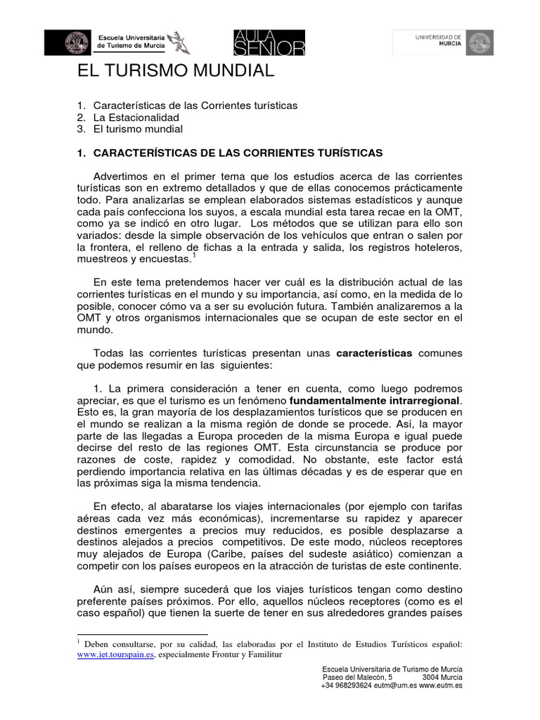 Corrientes Turisticas Actuales PDF | PDF | Turismo | España