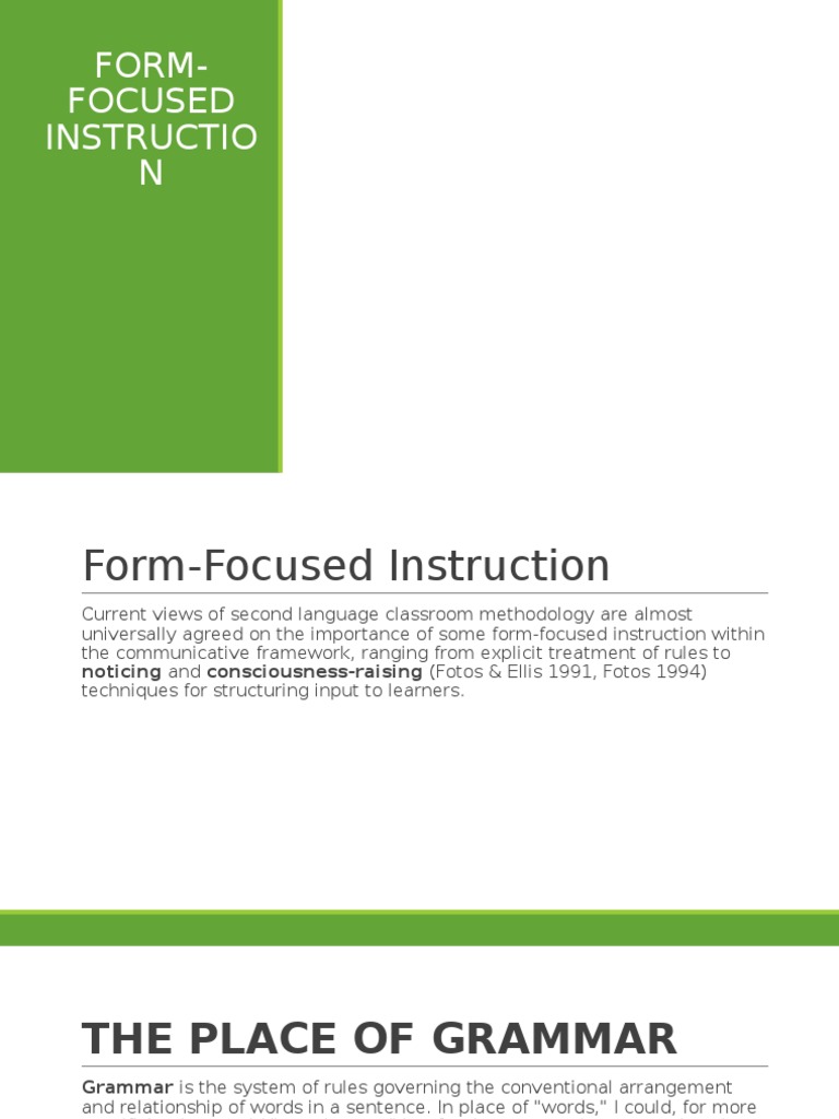 Form-Focused Instruction | PDF | Grammar | Vocabulary