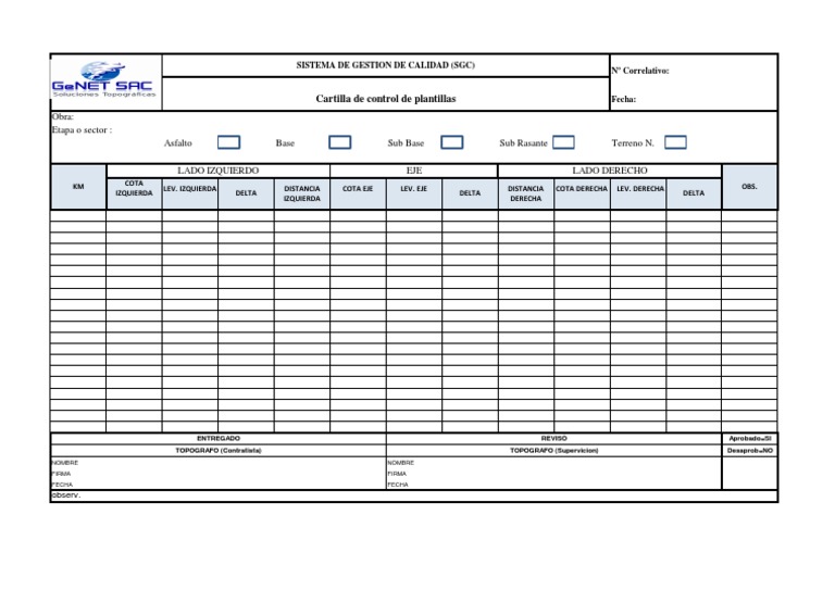 Formatos de Control de Plantillas | PDF