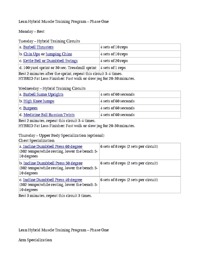 Lean Hybrid Muscle Training Demo | PDF | Self Care | Athletic Sports