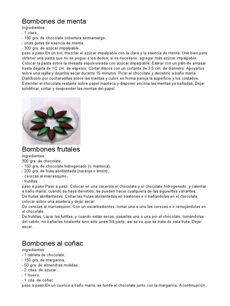 Bombones de Menta | PDF | Chocolate | Huevo como alimento