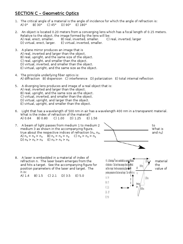 Geometric Optics: Lens and Refraction Concepts | PDF | Lens (Optics ...