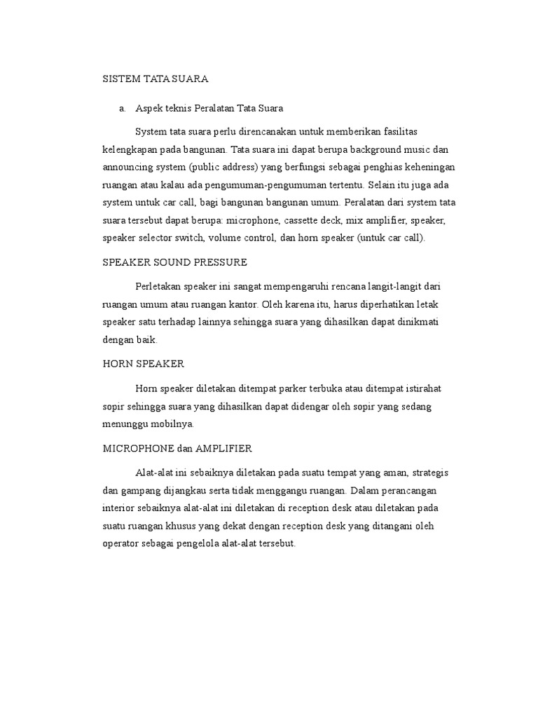 Sistem Tata Suara | PDF
