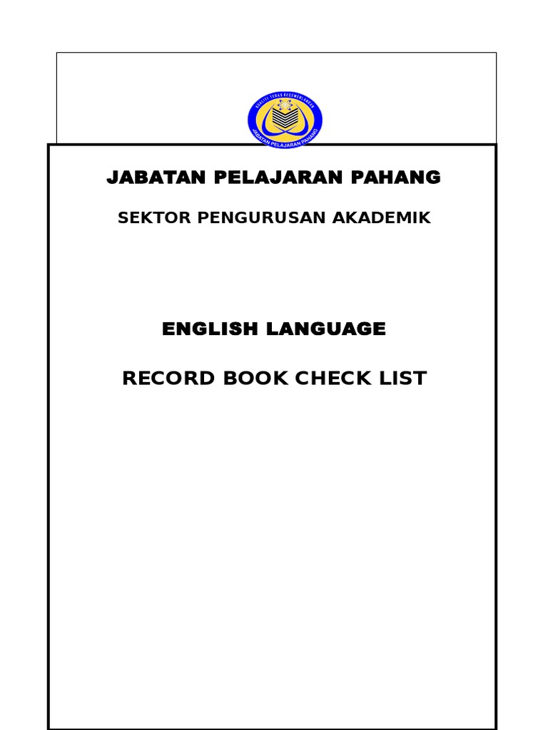 Pahang English Language Record Book | PDF | Lesson Plan | Curriculum