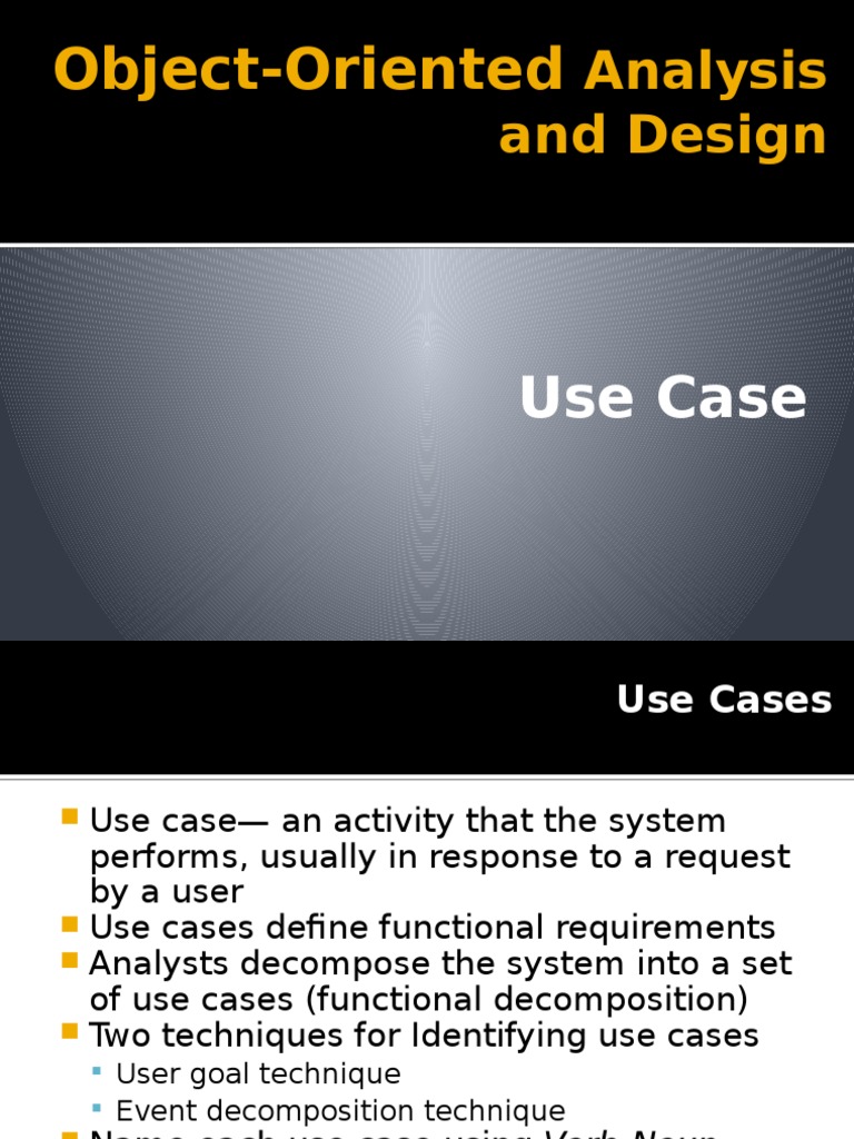 Object-Oriented: Analysis and Design | PDF | Use Case | Specification ...