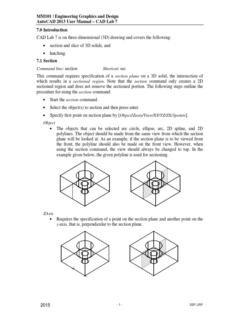 AutoCAD 2013 User Manual for CAD Lab 7 | PDF | Computer Aided Design ...