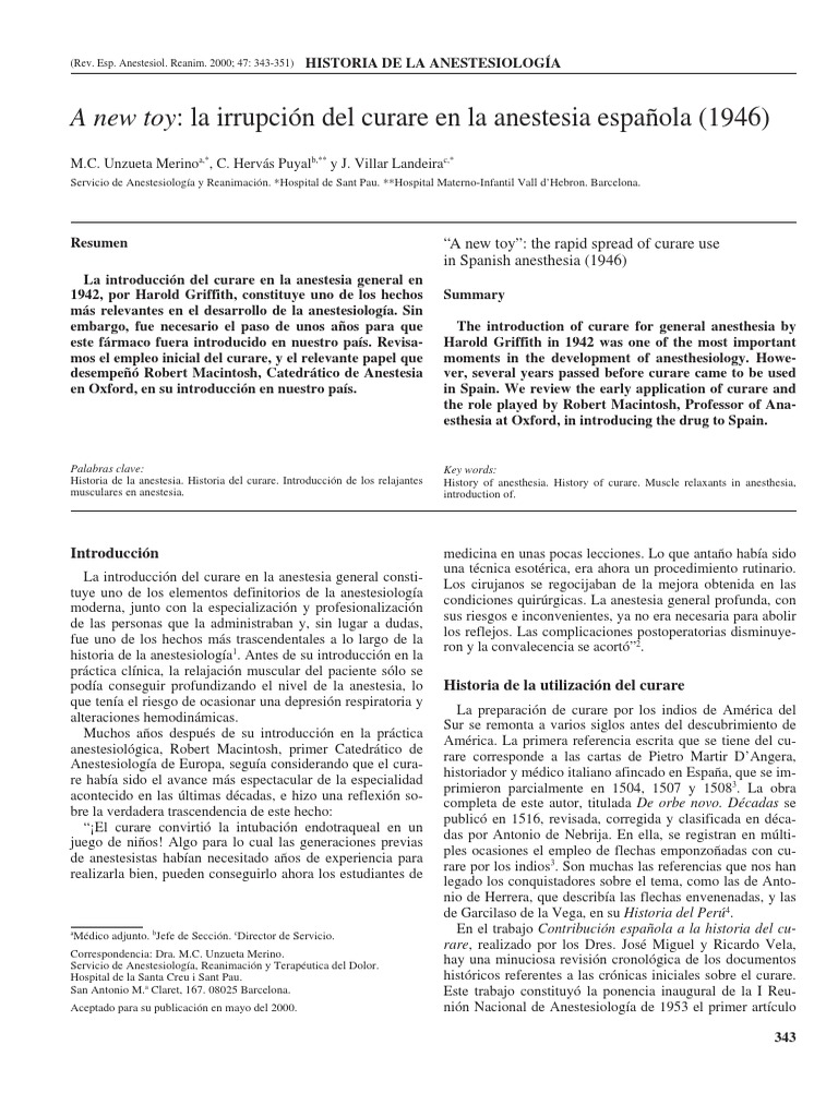 Historia Del Curare | PDF | Ciencias de la Salud | Medicina