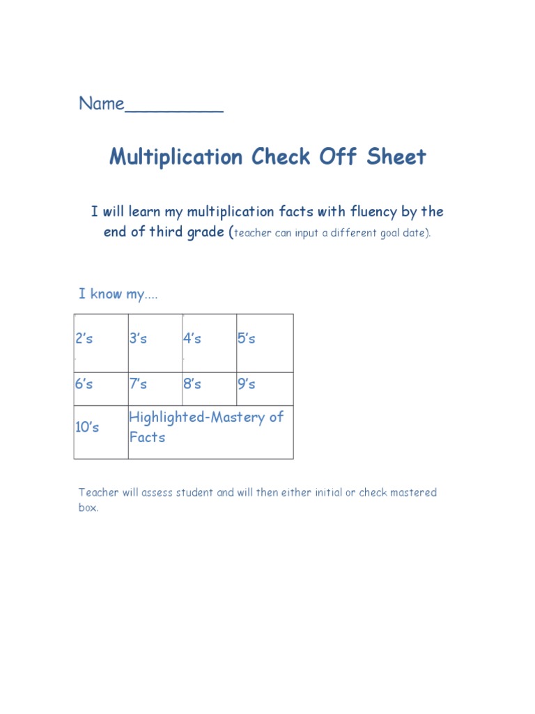 Third Grade Multiplication Mastery Sheet | PDF | Home & Garden