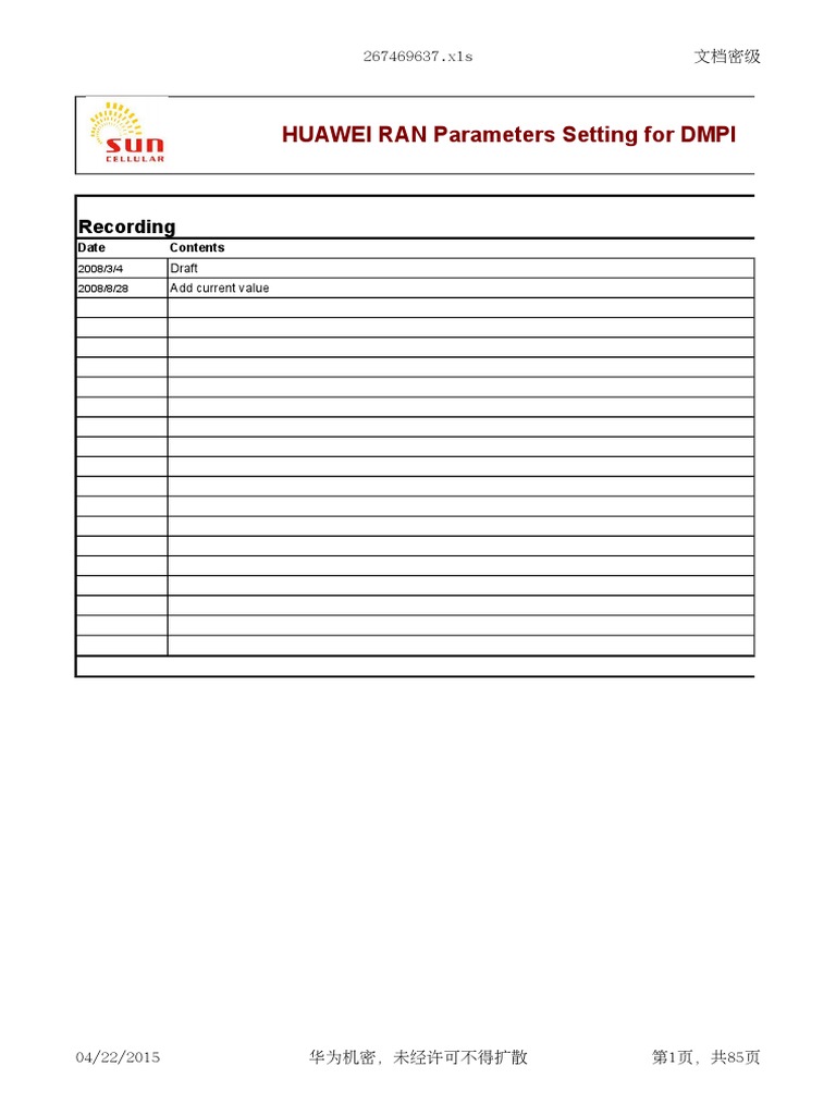 HUAWEI RAN Parameters Settings | PDF | High Speed Packet Access | Decibel