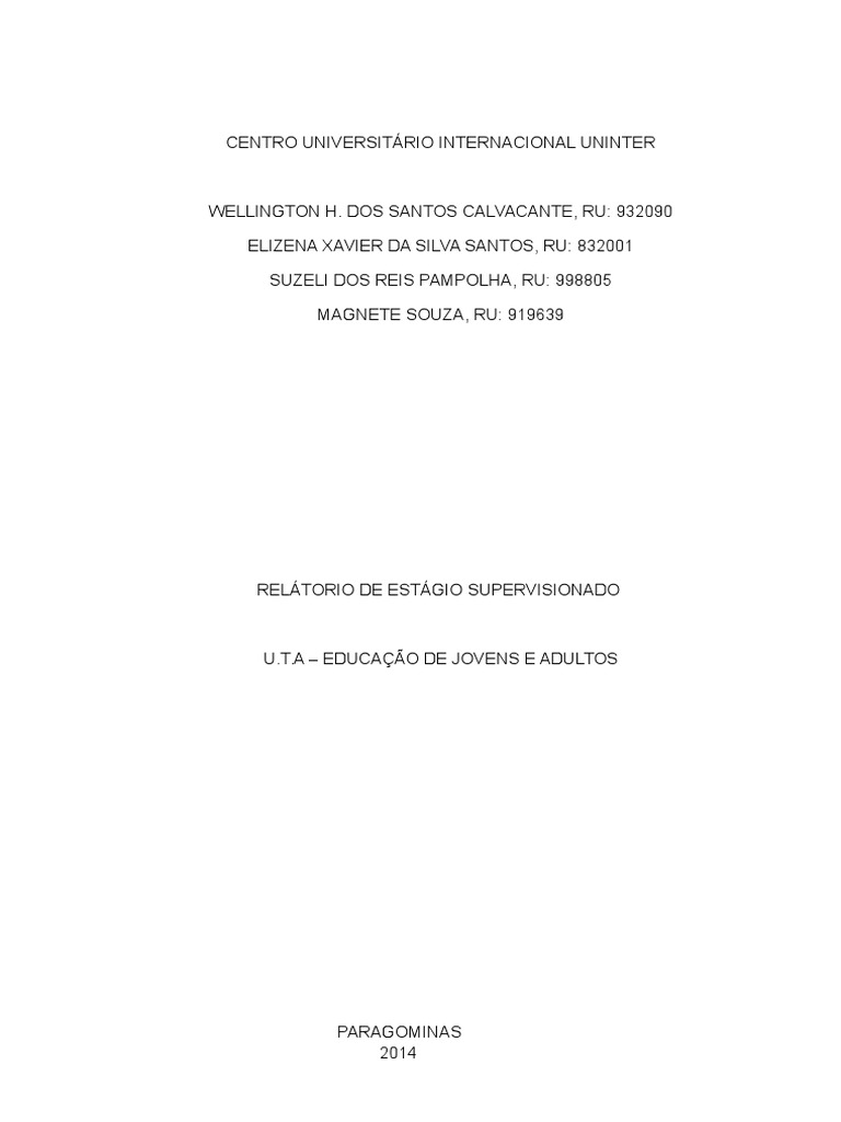 Trabalho Uninter. | PDF | Escolas | Pedagogia