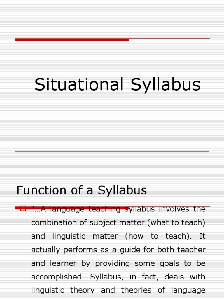 Situational Sylabus | Language Education | Syllabus
