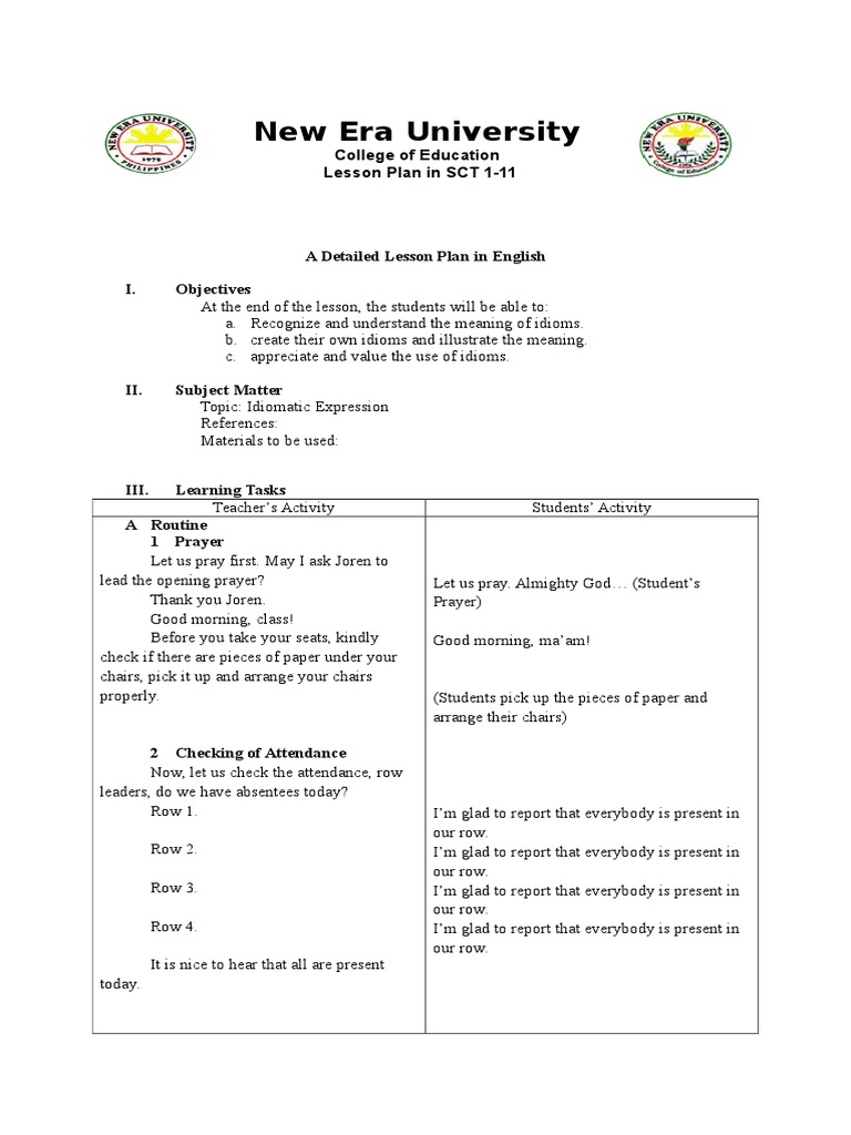 Lesson Plan | PDF | Idiom | Lesson Plan