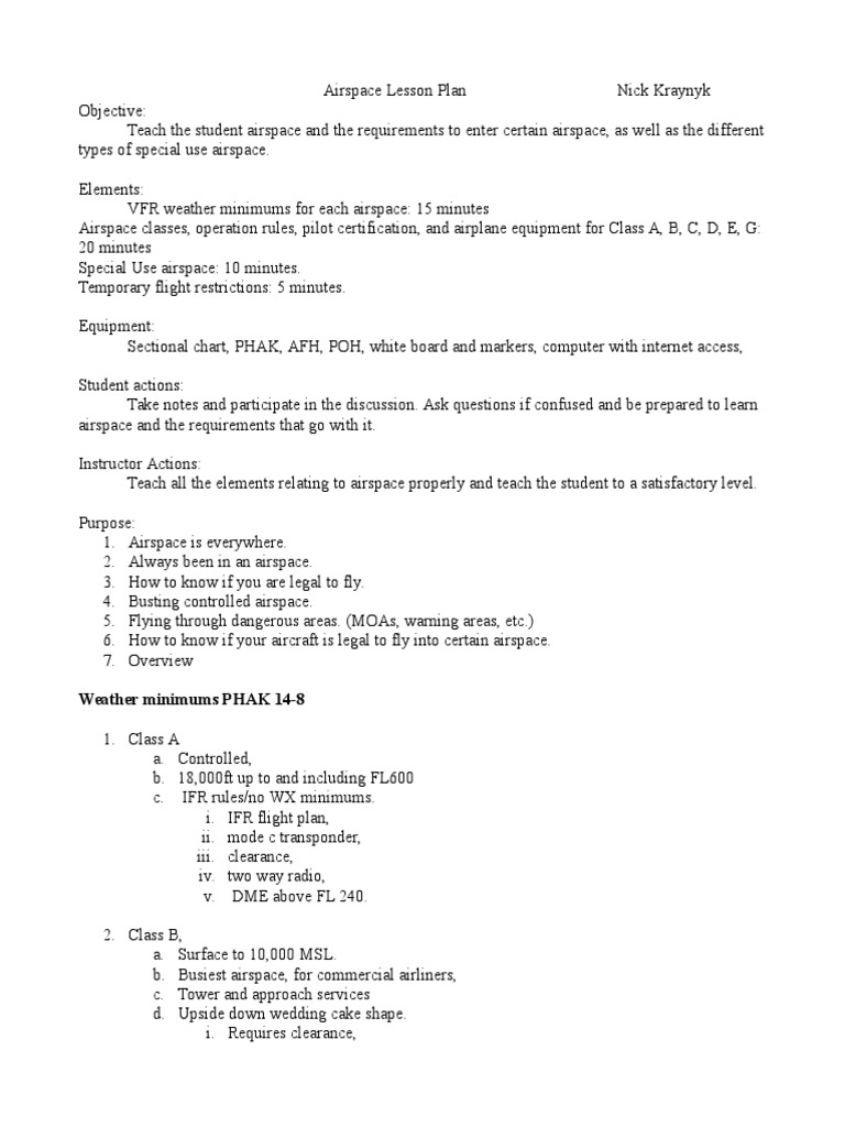 Airspace Lesson Plan | PDF | Instrument Flight Rules | Aerospace ...