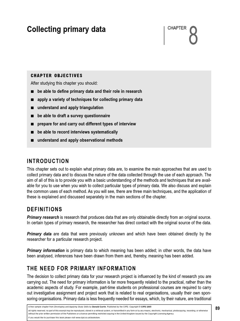 Collecting Primary Data | PDF