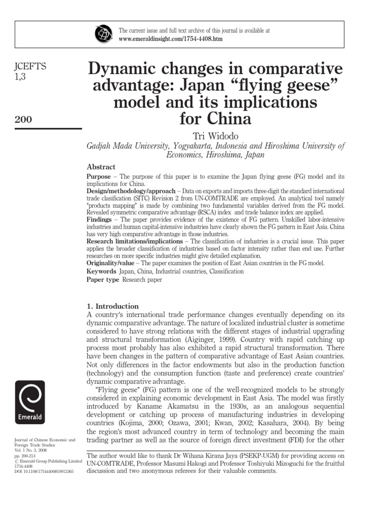 Dynamic Changes in Comparative Advantage - Japan 'Flying Geese' Model ...