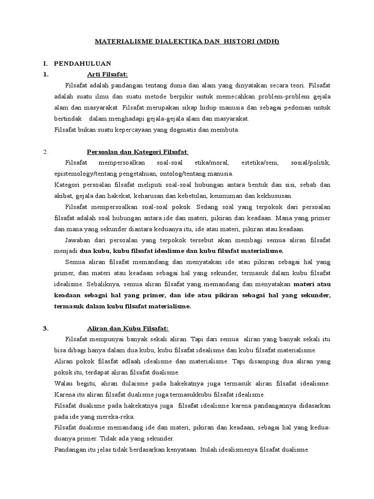 Materialisme Dialektika Dan Histori | PDF | Filsafat