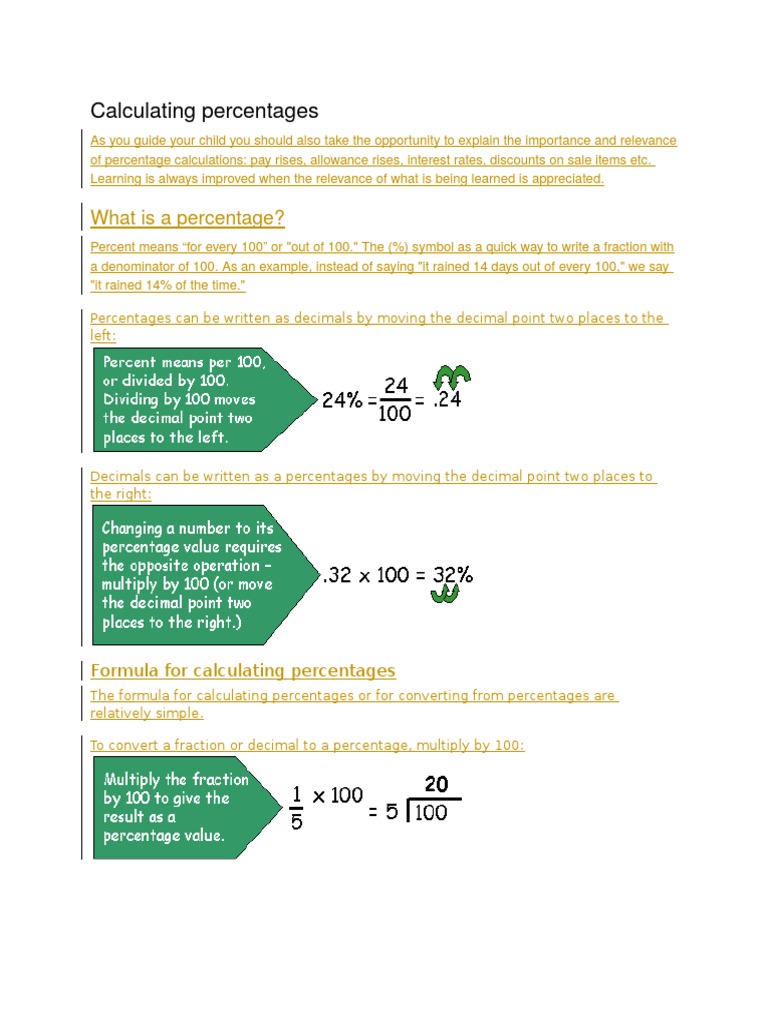 Calculating Percentages: What Is A Percentage? | PDF | Percentage ...