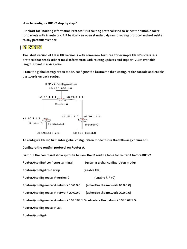 How To Configure RIP v2 Step by Step | PDF | Router (Computing ...