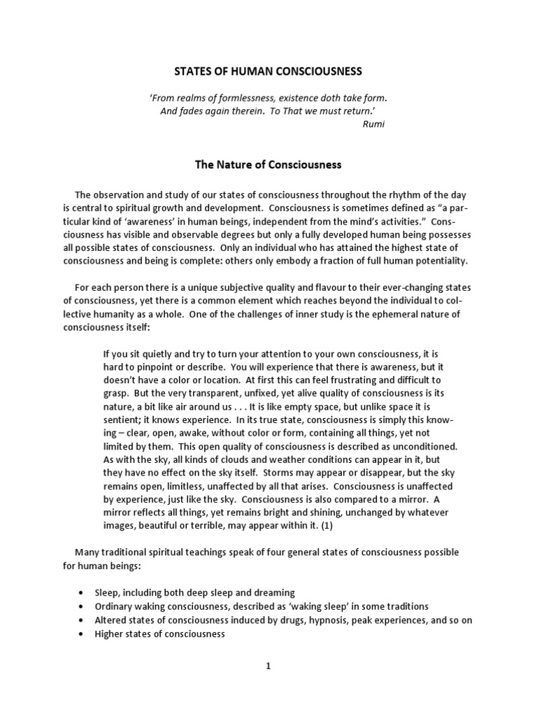 States of Consciousness | PDF | Consciousness | Mysticism