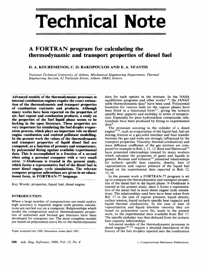 Fortran Program For Thermodynamics | PDF | Diesel Engine | Combustion