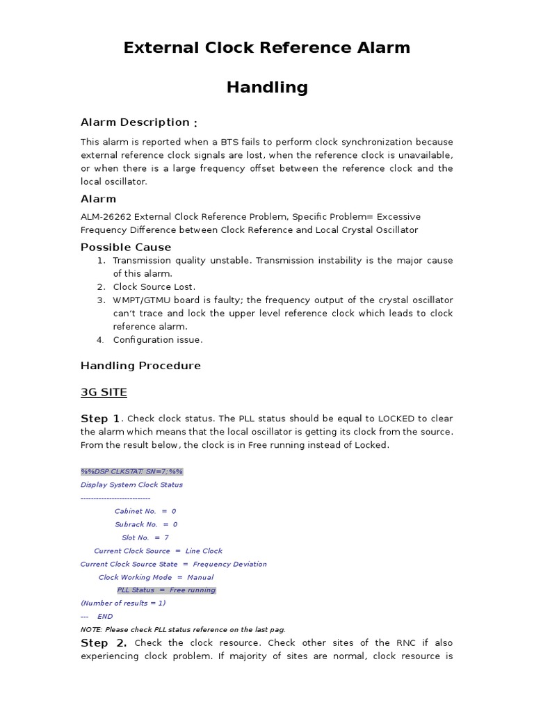 External Clock Reference Alarm Handling | PDF | Daylight Saving Time ...