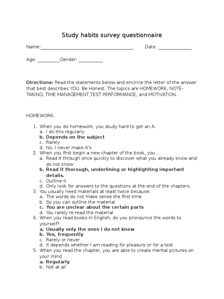 Survey Questionnaire | Test (Assessment) | Memory