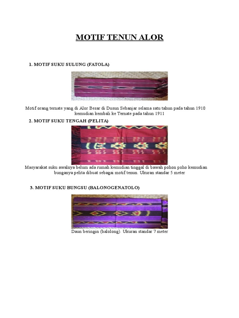 Gambar Motif Kain Tenun Kab. Alor | PDF