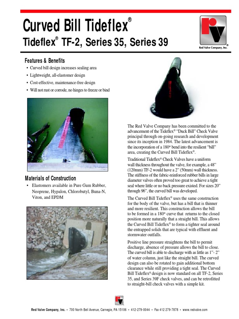 Curved Bill Tideflex: Tideflex TF-2, Series 35, Series 39 | PDF ...