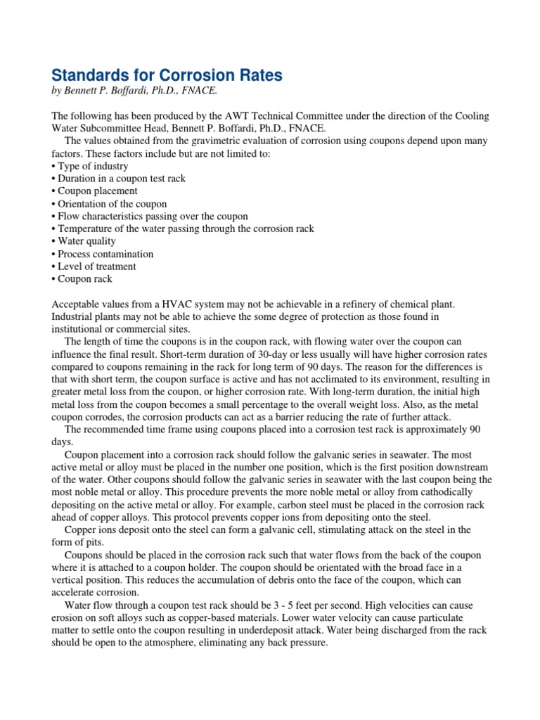 Standards For Corrosion Rates | PDF | Corrosion | Steel
