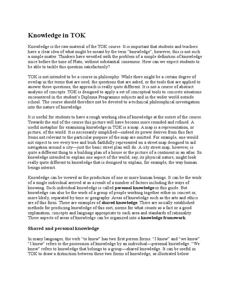 Knowledge in TOK: Shared and Personal Knowledge | PDF | Knowledge | Idea