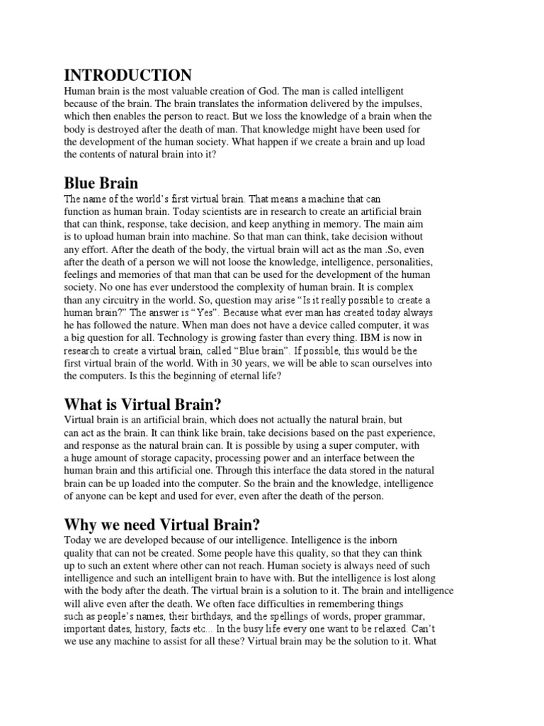 Blue Brain Abstract | PDF | Brain | Neuron