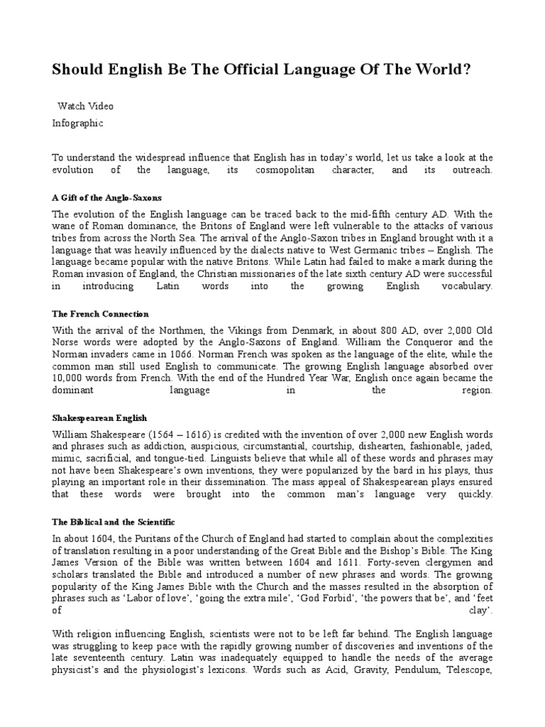 English As World Language | PDF | English Language | The United States