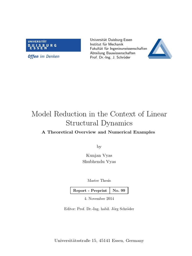 Model Reduction In The Context Of Linear Structural Dynamics A Theoretical Overview And