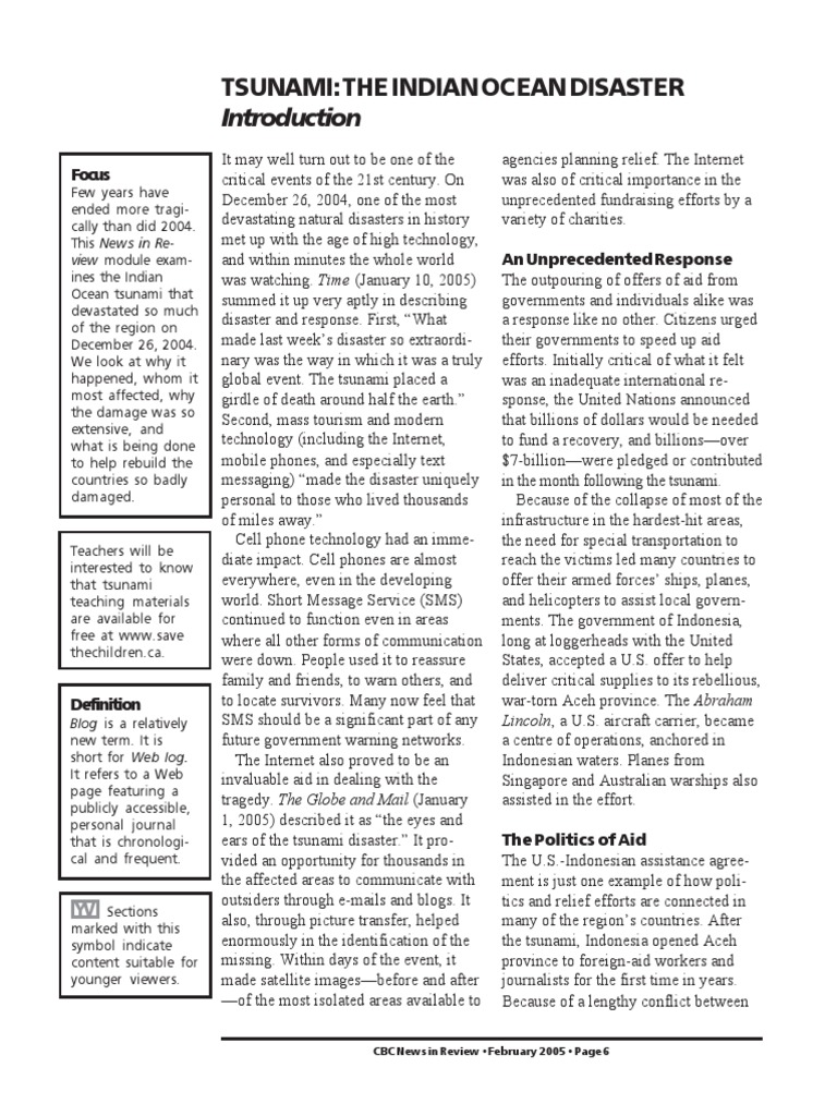 Tsunami: The Indian Ocean Disaster: Focus | PDF | Tsunami | Disaster ...