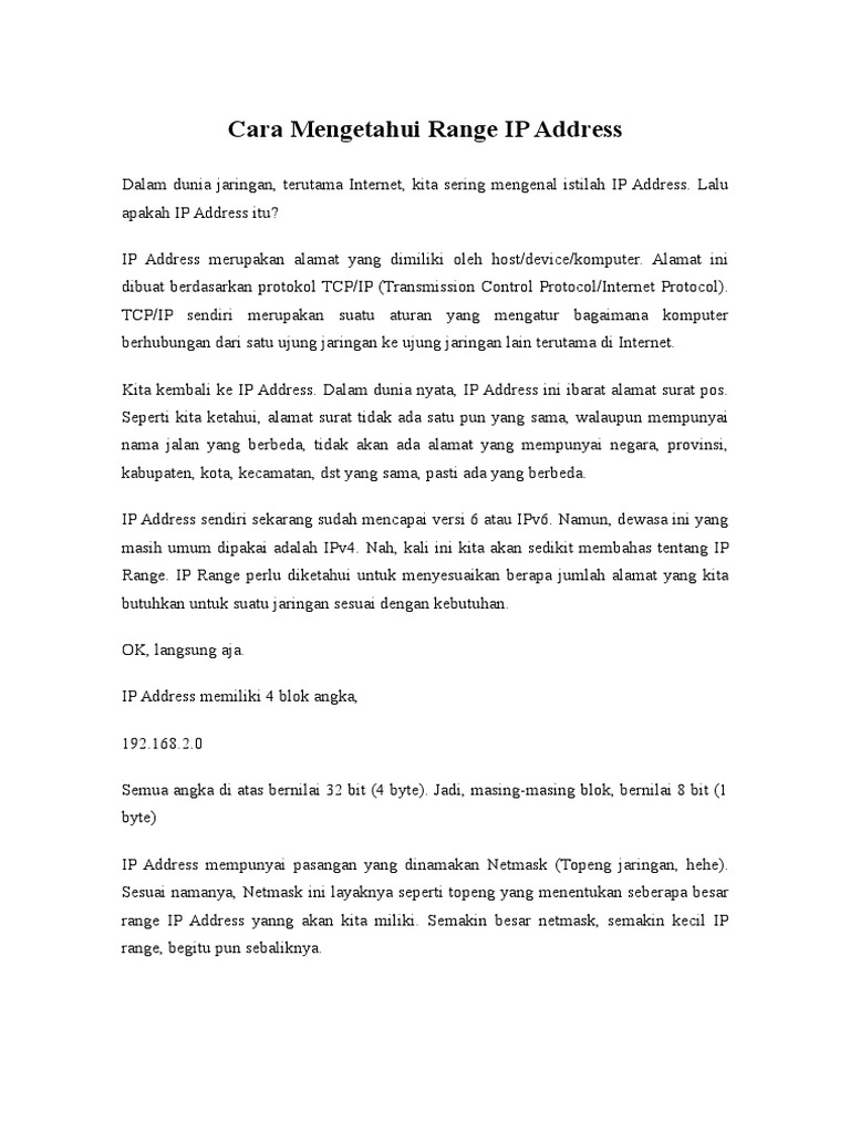 Menghitung Rentang IP Address | PDF | Komputer