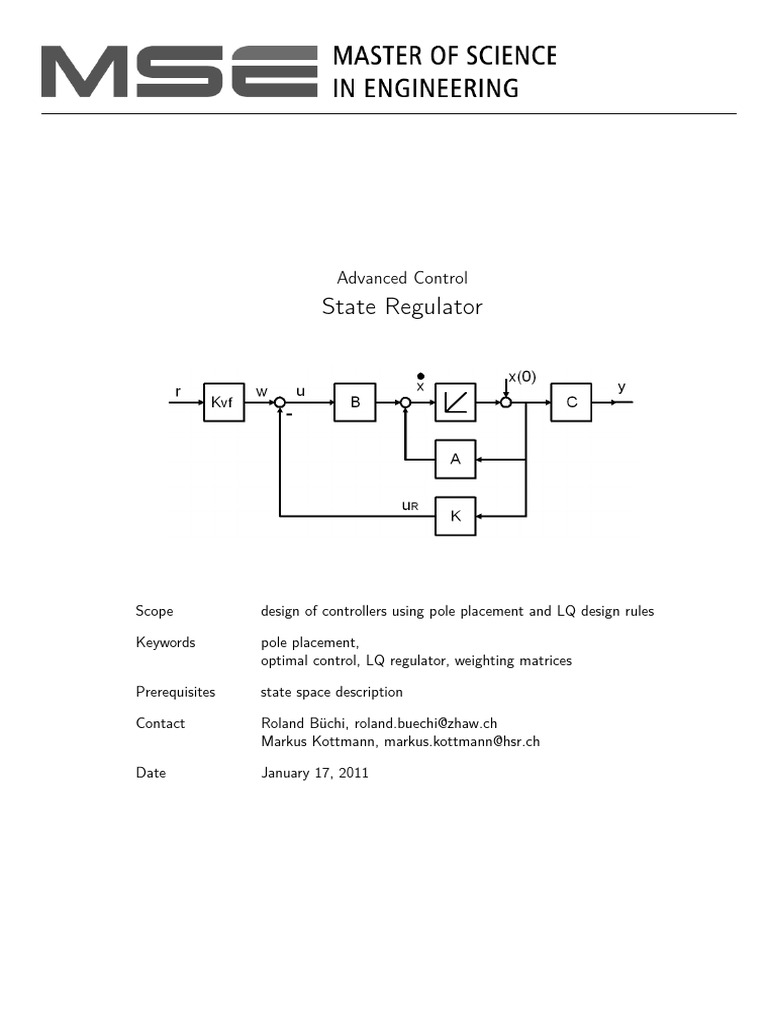 State Regulator | PDF | Control Theory | Systems Science
