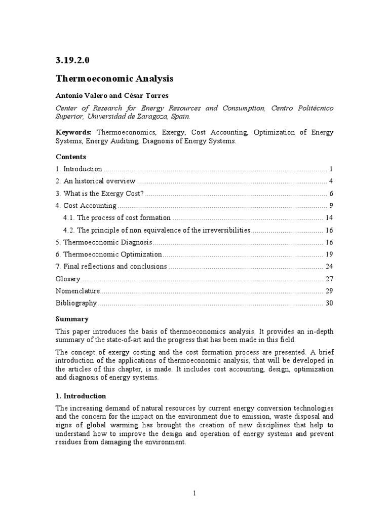 Thermoeconomic Analysis | PDF | Exergy | Second Law Of Thermodynamics