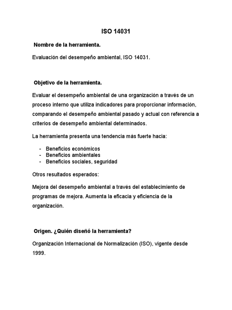 Informacion Iso 14031-14032 | PDF | Planificación | Calidad (comercial)